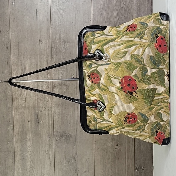 Brighton | Bags | Large Brighton Lady Bug Canvas Leather Tote Travel ...